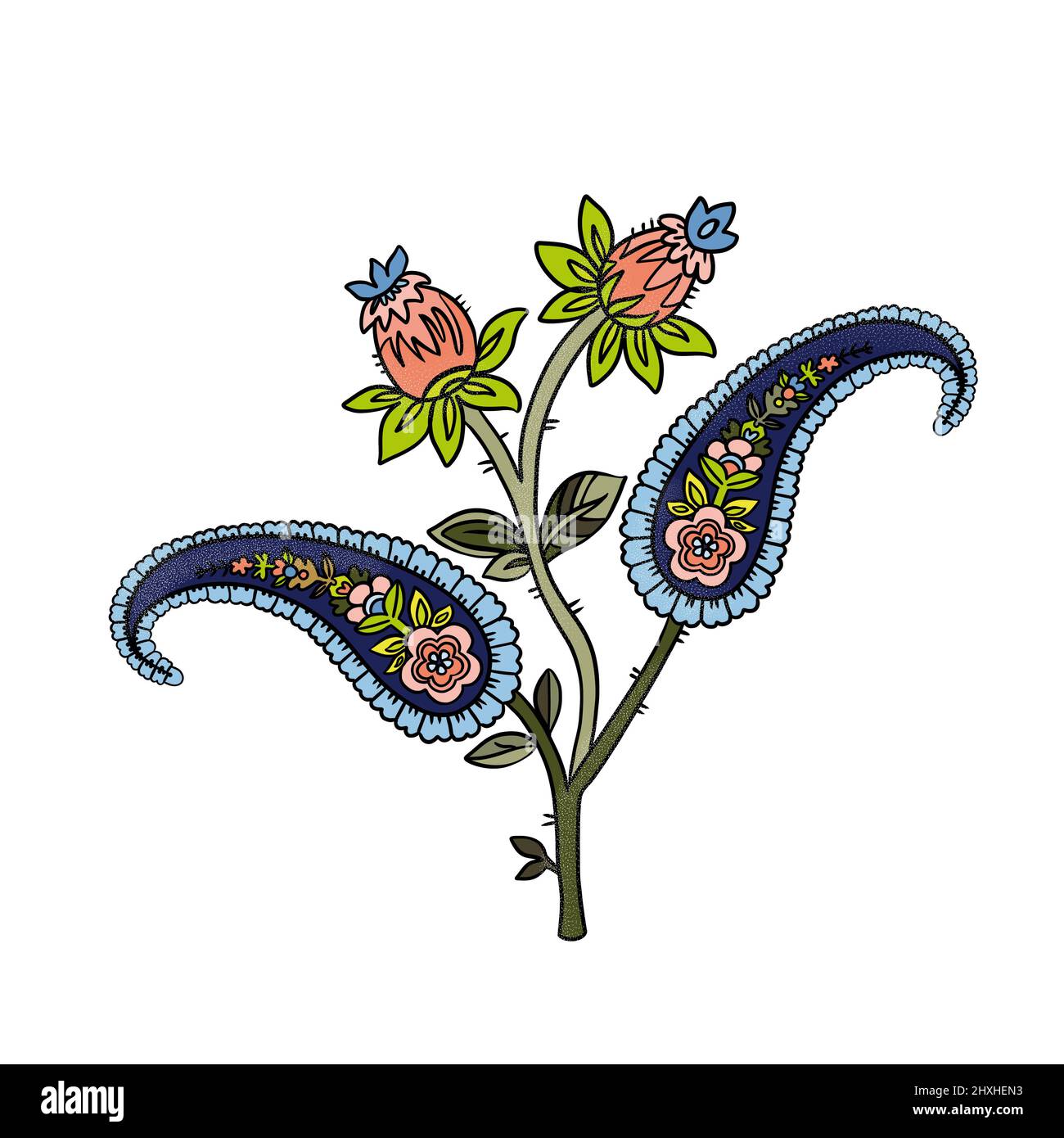 Illustration raster element paisley of different shapes with patterns ...