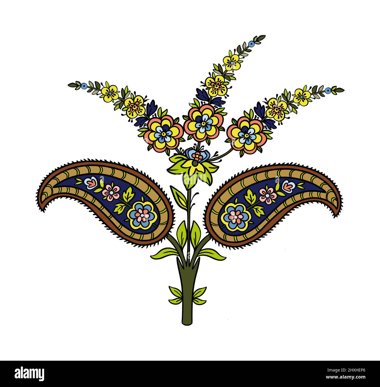 Illustration of a raster element of paisley of different shapes with ...