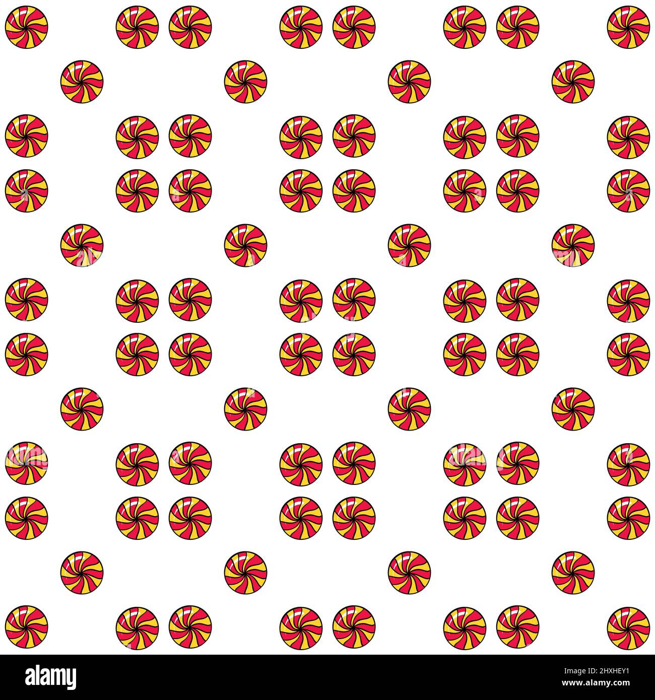 Seamless raster pattern candy lollipop in a round shape of different ...