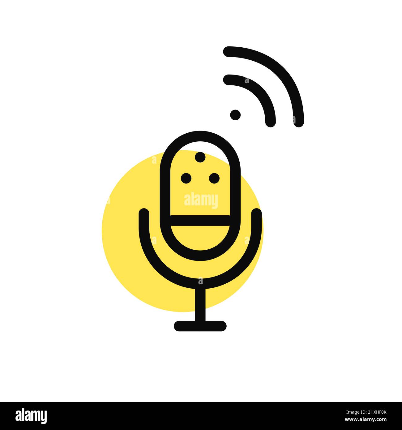 Simple 2 color line art microphone icon. Pixel perfect, editable stroke ...