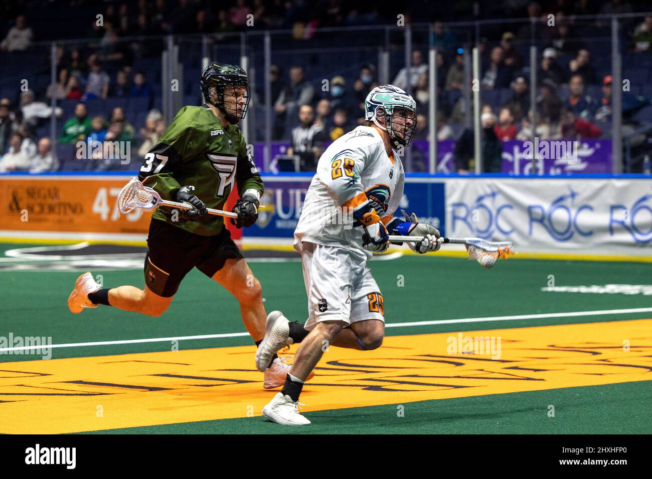 March 12, 2022: New York Riptide defenseman Scott Dominey (25) carries ...