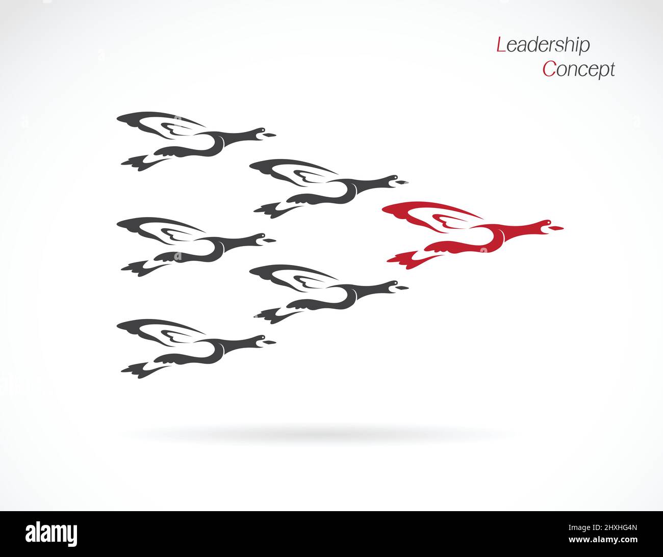 Flock of wild ducks flying, Leadership concept. Easy editable layered ...