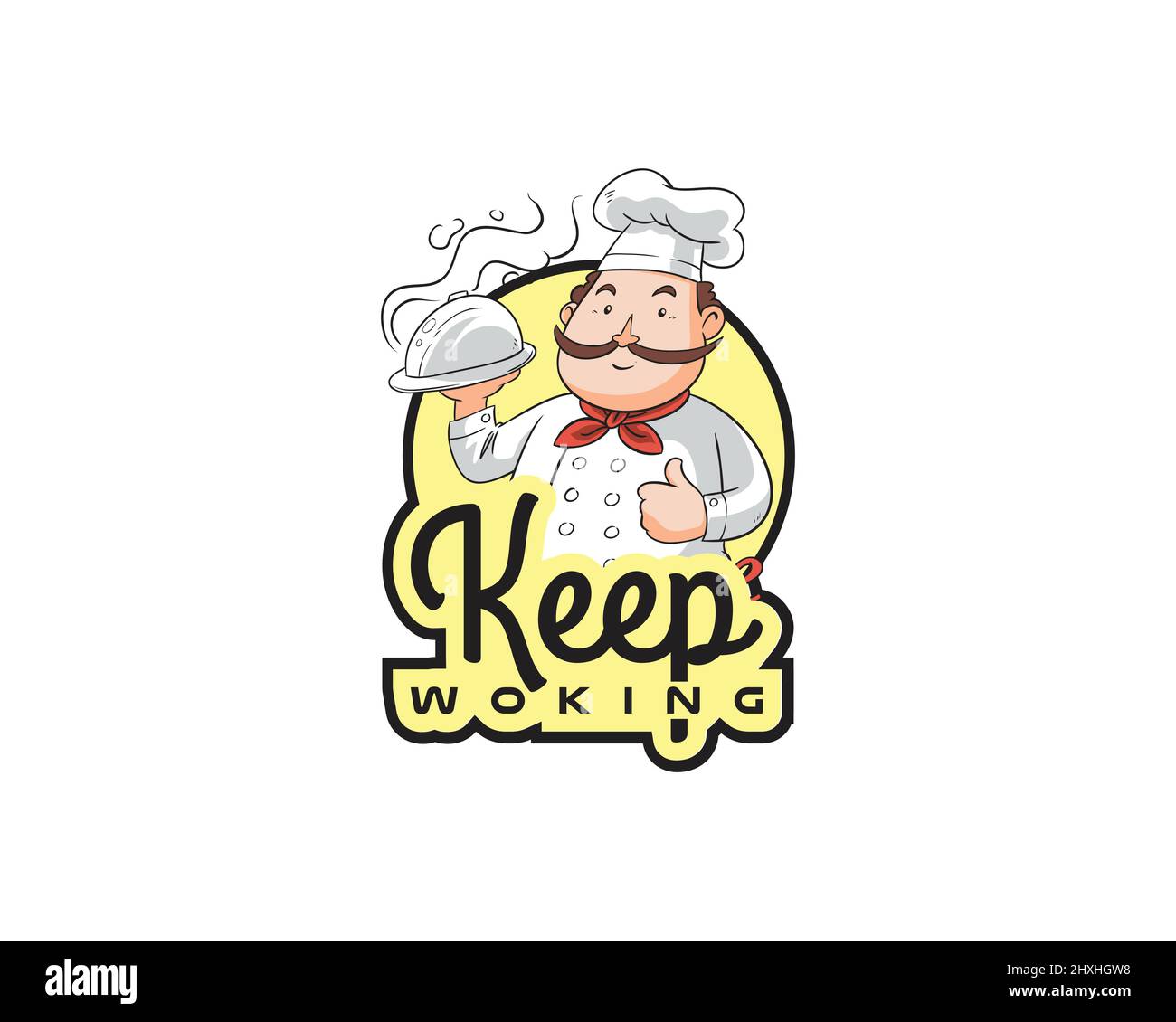 Restaurant logo template vector. waiter icon with a tray of food in ...