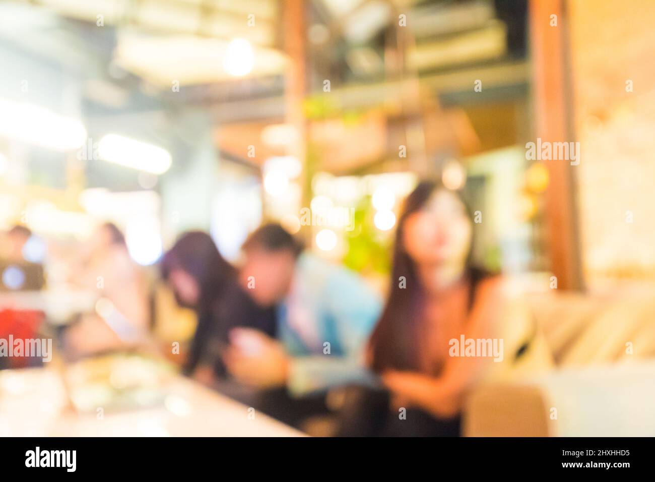 Abstract blurred people in modern cafe restaurant with bokeh Stock ...