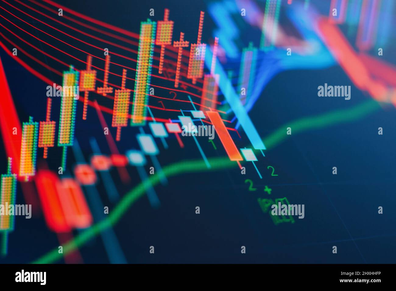 Concept of stock market and fintech.Abstract financial trading graphs ...