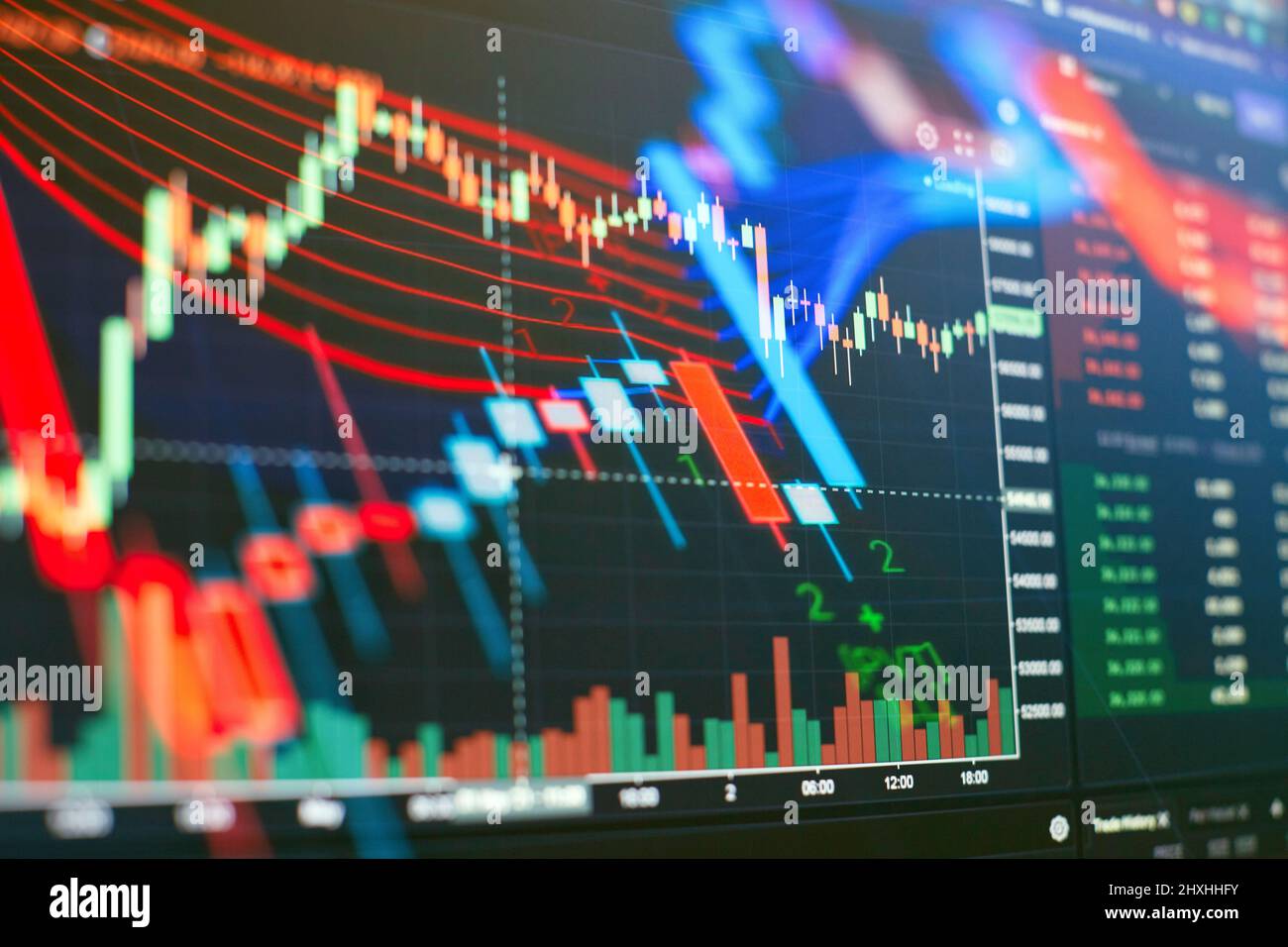 Financial statistics, stock exchange prices summarized in candle stick ...