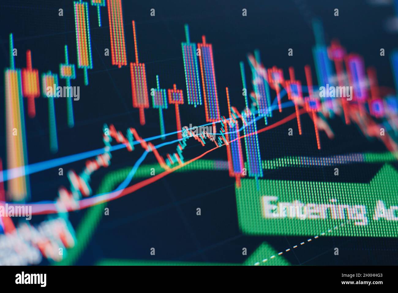 Financial statistics, stock exchange prices summarized in candle stick ...