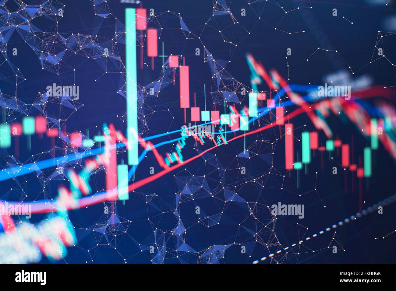 Financial statistics, stock exchange prices summarized in candle stick ...