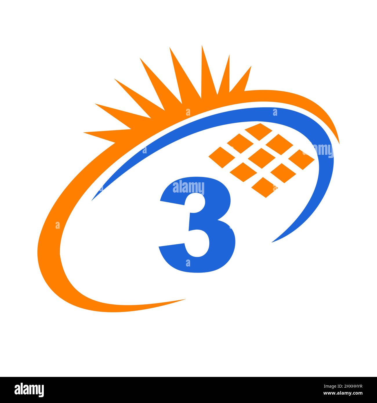 Letter 3 Inside Solar Cell or Solar Panel Energy Logo Design. Letter 3 ...