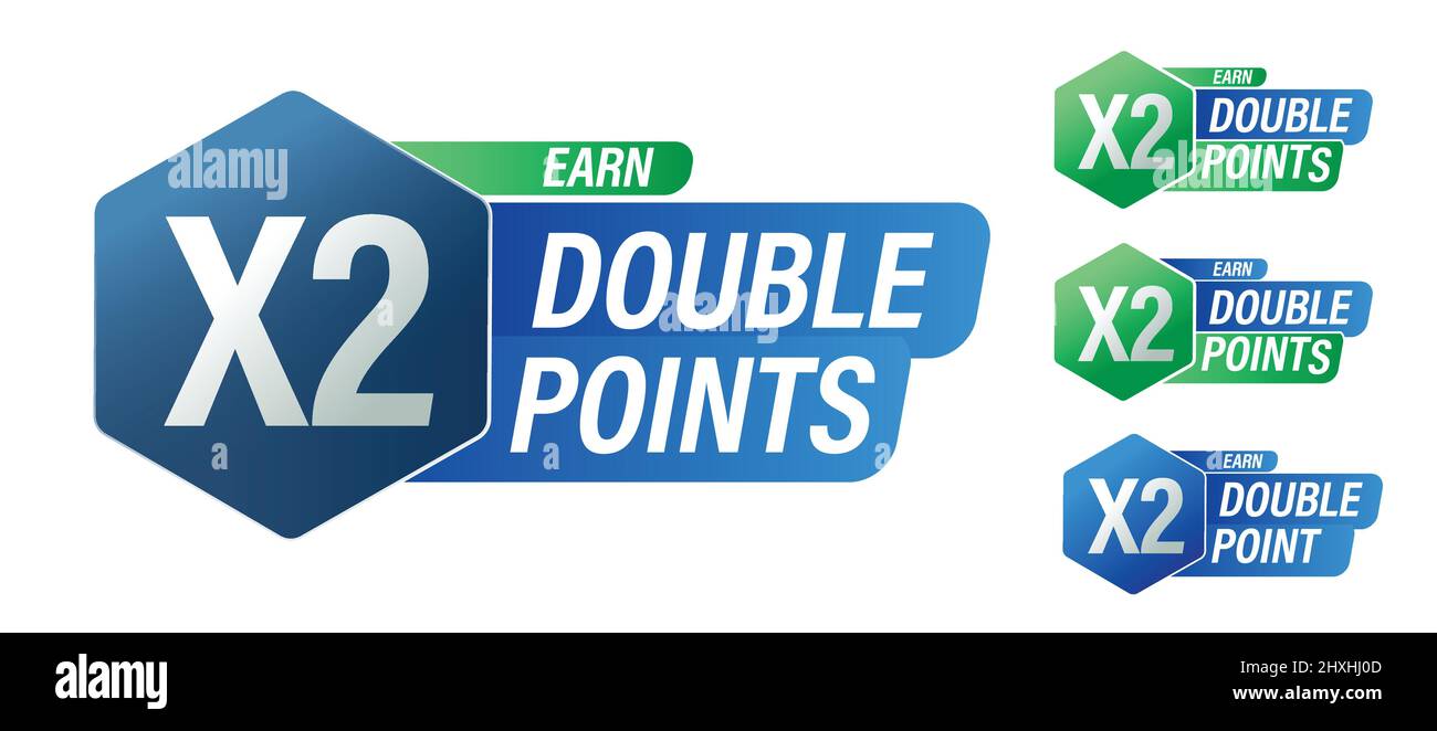 'earn x2, double points' stylish vector icon set, loyalty program ...