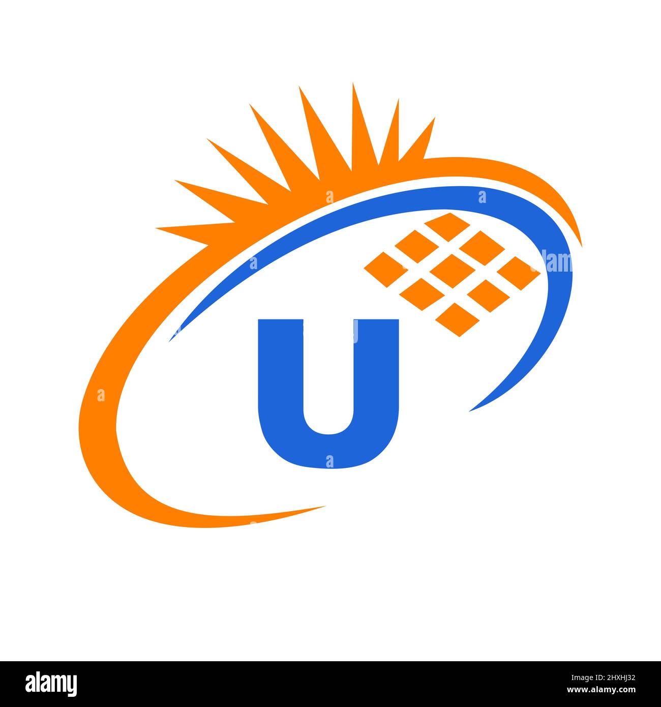 Letter U Inside Solar Cell or Solar Panel Energy Logo Design. Letter U ...
