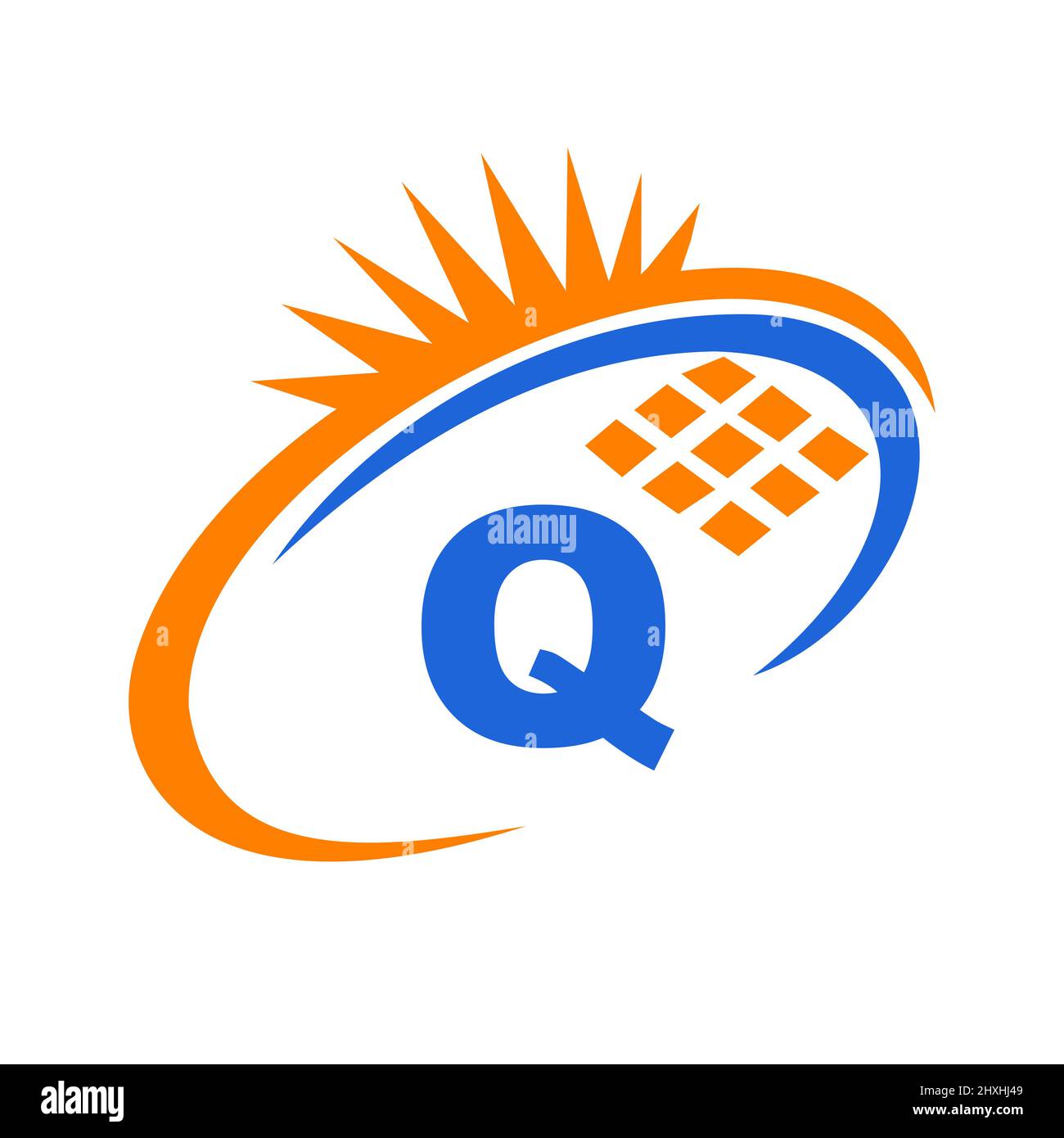Letter Q Inside Solar Cell or Solar Panel Energy Logo Design. Letter Q ...