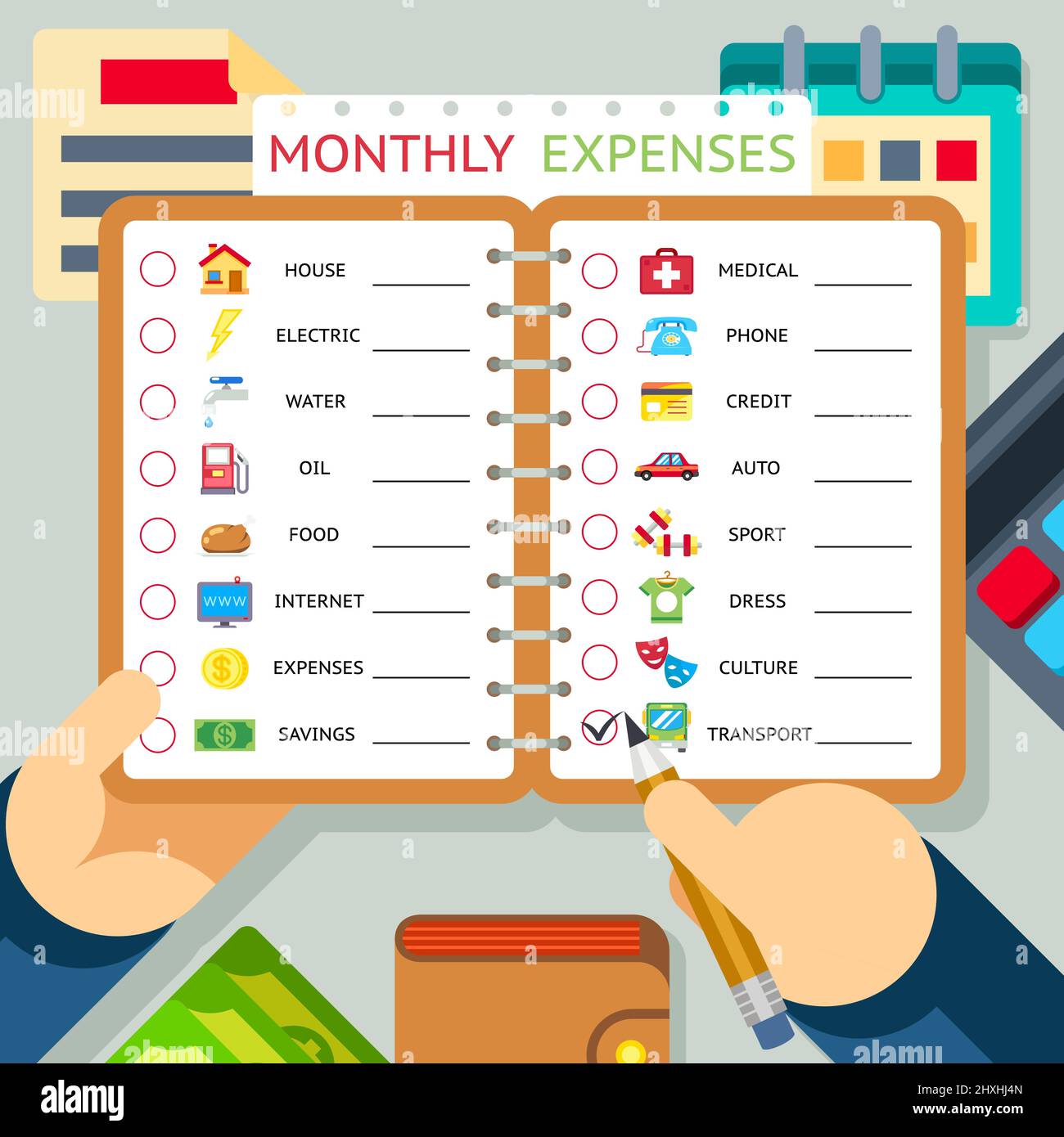 Monthly Home Expenses Stock Vector Images - Alamy
