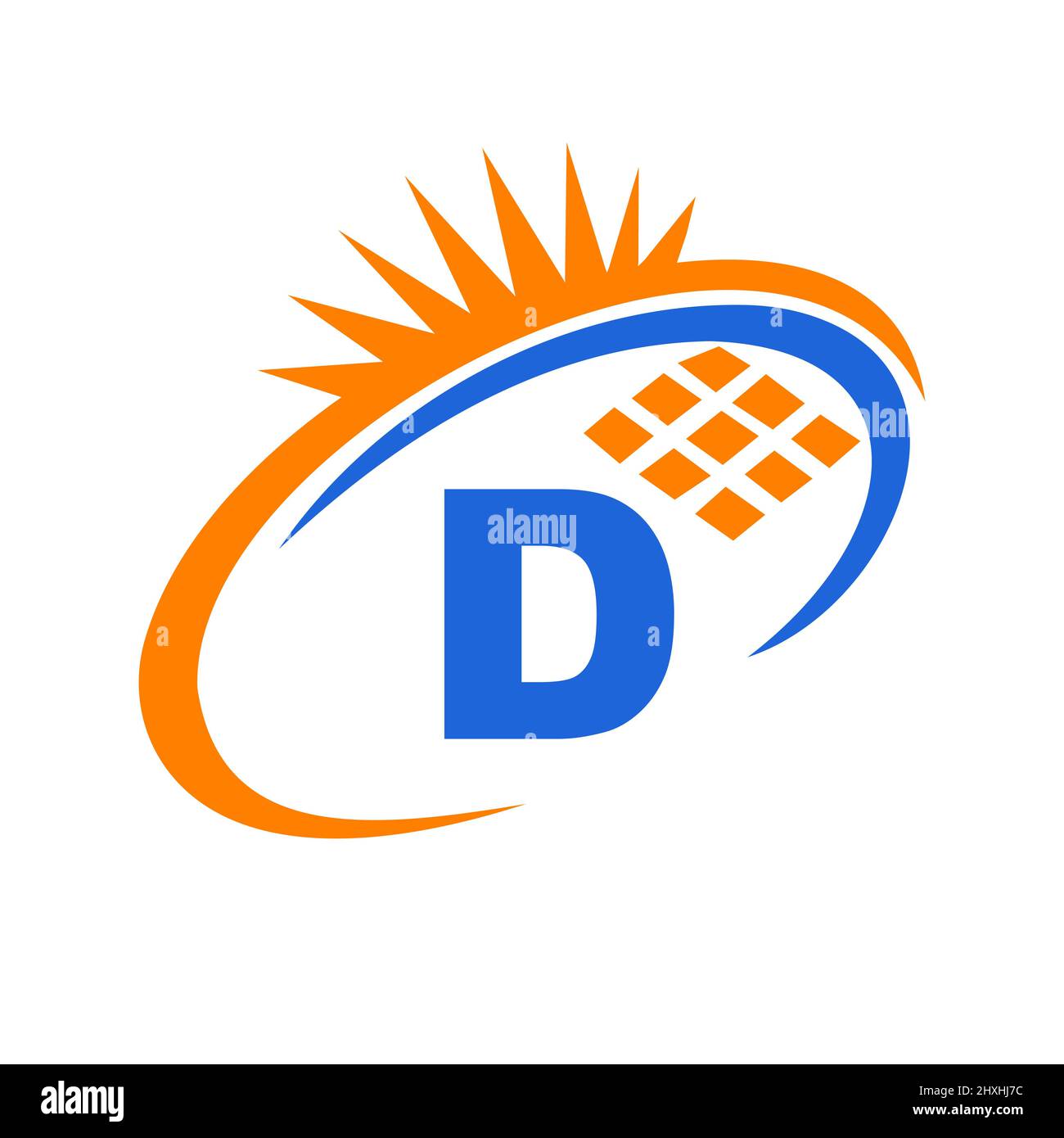 Letter D Inside Solar Cell or Solar Panel Energy Logo Design. Letter D ...