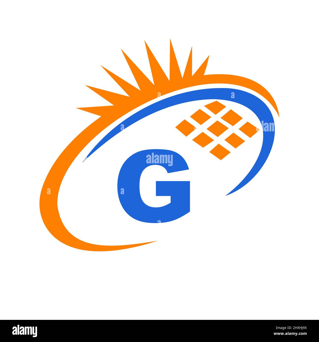 Letter G Inside Solar Cell or Solar Panel Energy Logo Design. Letter G ...