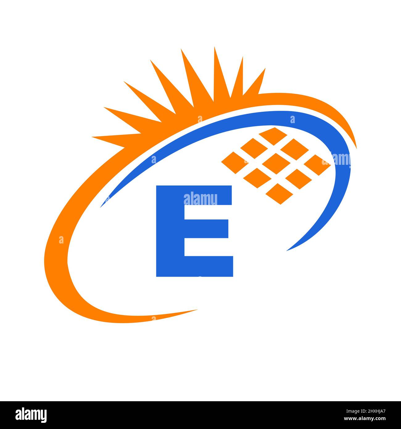 Letter E Inside Solar Cell or Solar Panel Energy Logo Design. Letter E ...
