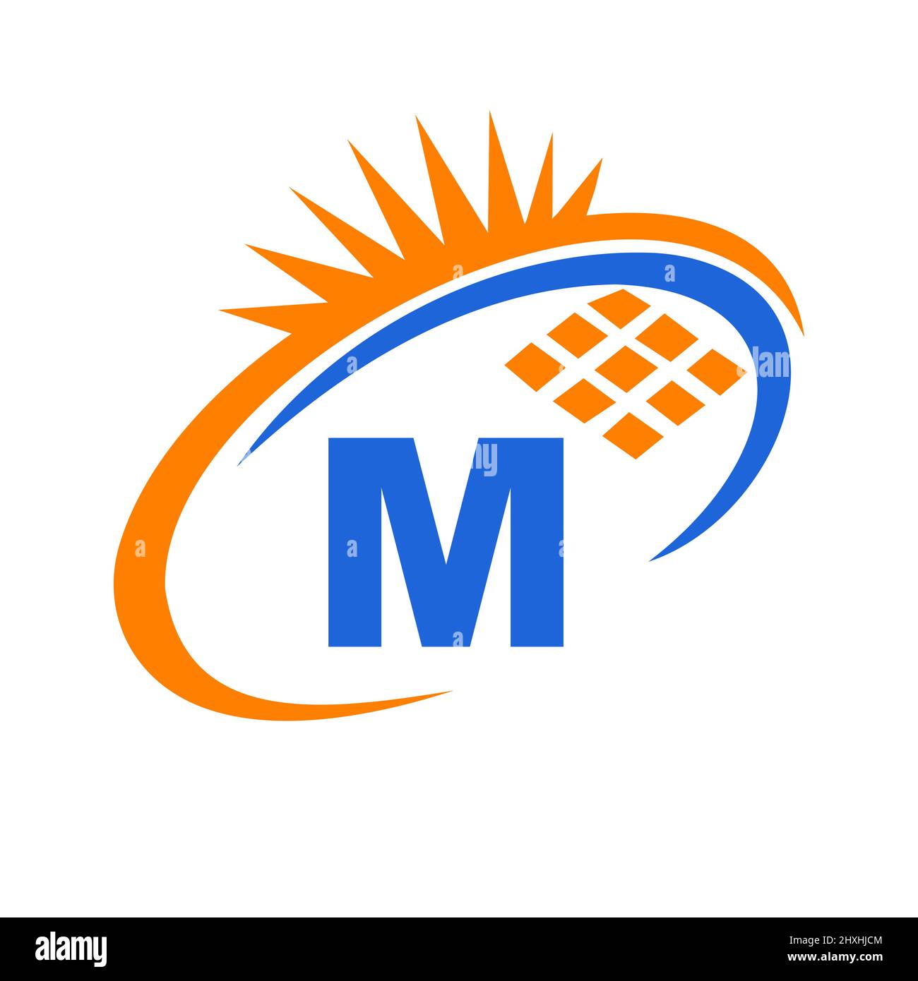 Letter M Inside Solar Cell or Solar Panel Energy Logo Design. Letter M ...