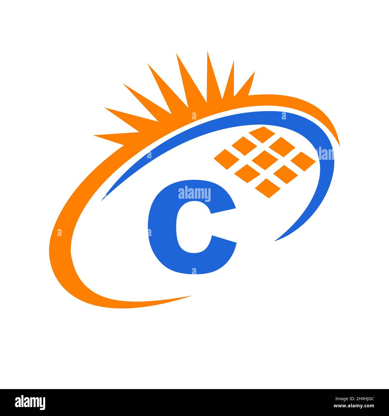 Letter C Inside Solar Cell or Solar Panel Energy Logo Design. Letter C ...