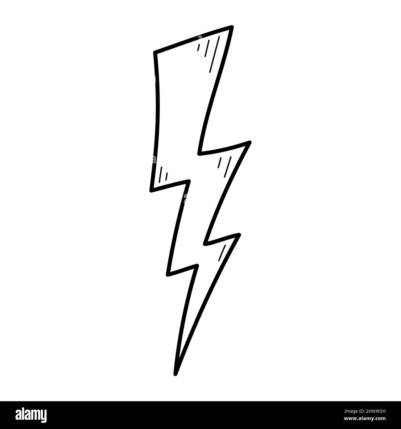 Hand drawn electric lightening element. Comic doodle sketch style ...