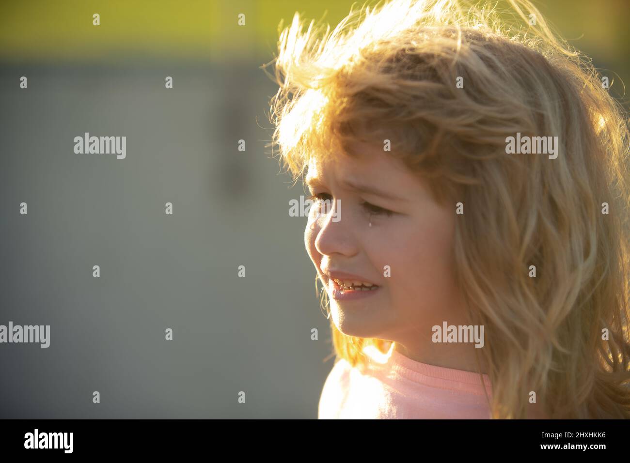 Sad child boy portrait. Children bad emotion and expression concept ...