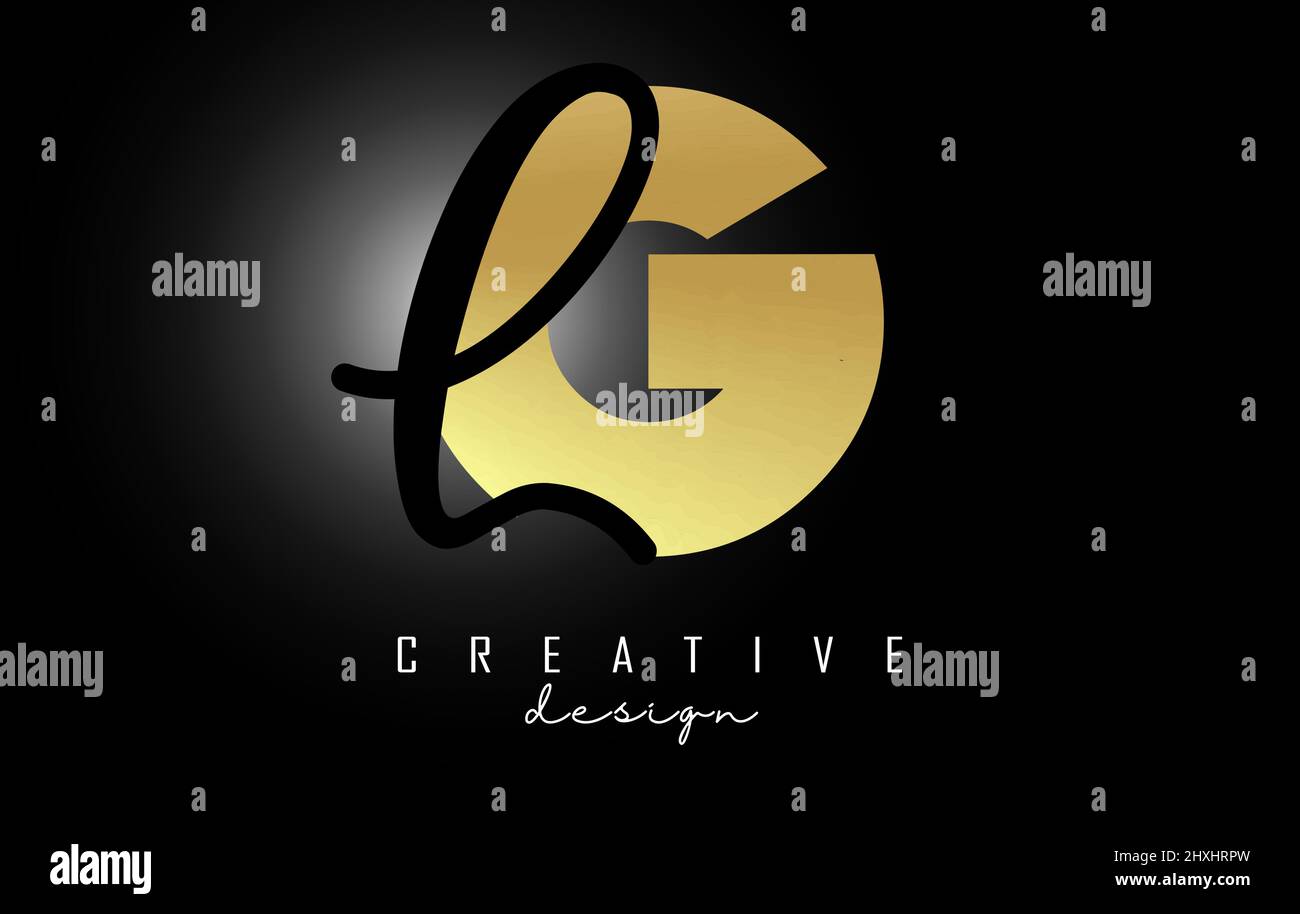 Golden Letters GL logo with a minimalist design. Letters G and L with ...