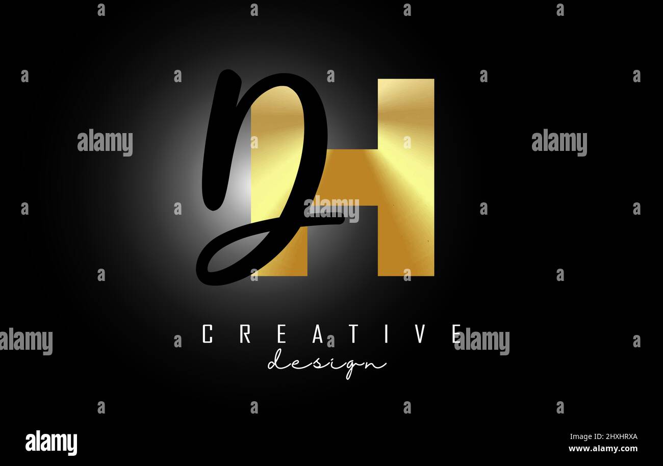 Golden Letters HD logo with a minimalist design. Letters H and D with ...