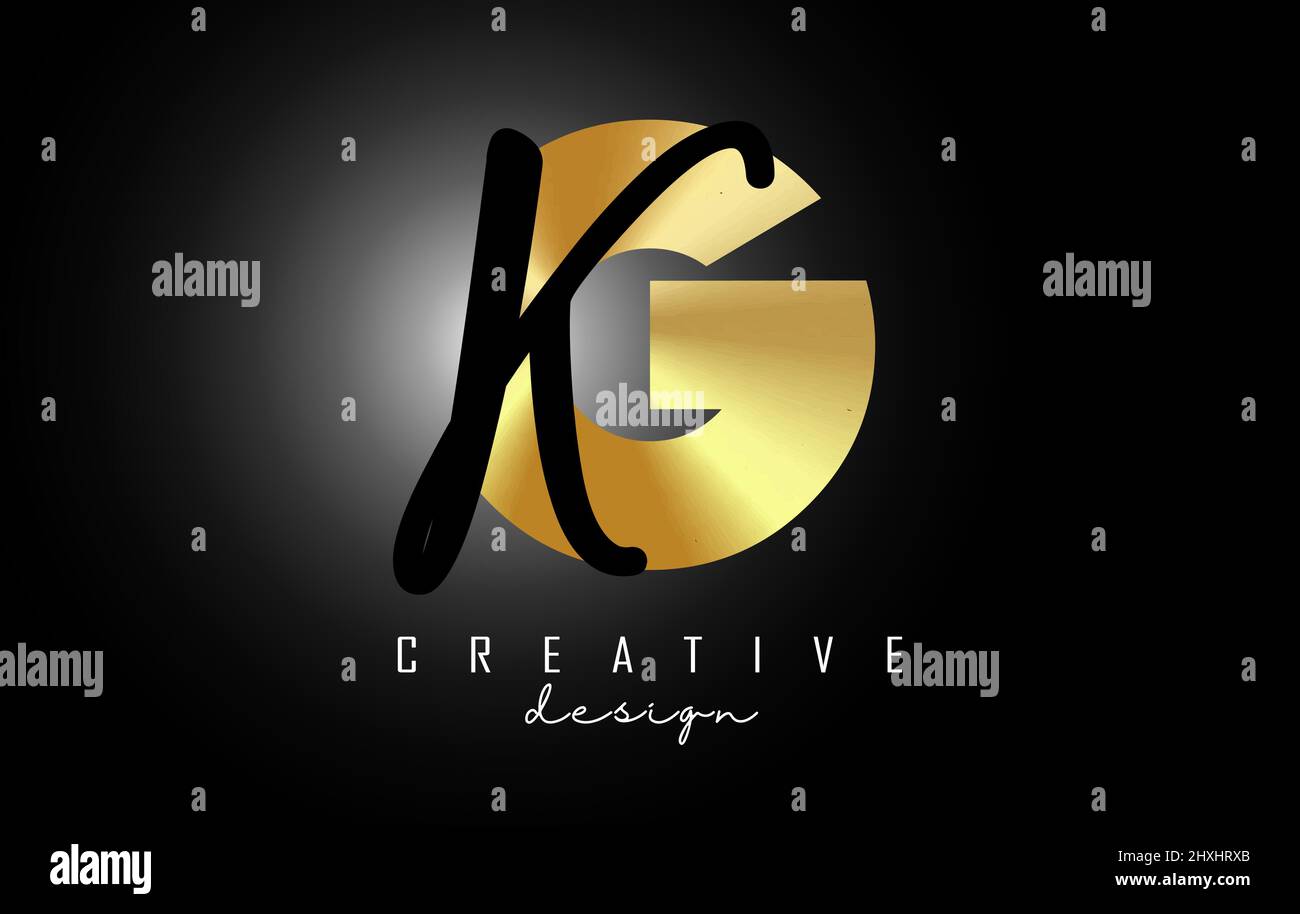 Golden Letters GK logo with a minimalist design. Letters G and K with ...