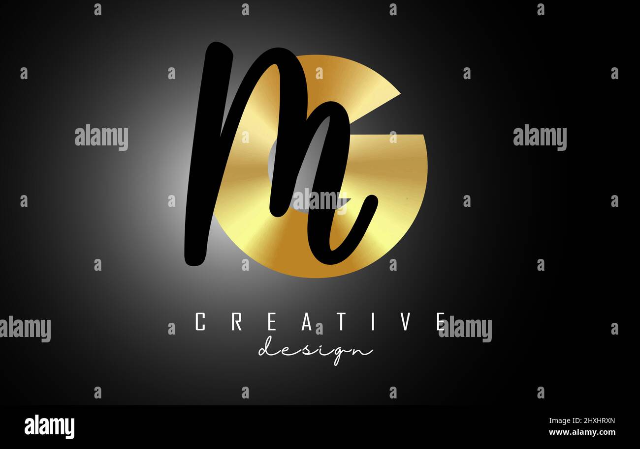 Golden Letters GM logo with a minimalist design. Letters G and M with ...