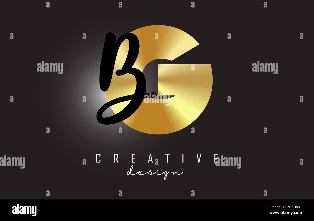 Golden Letters GB logo with a minimalist design. Letters G and B with ...