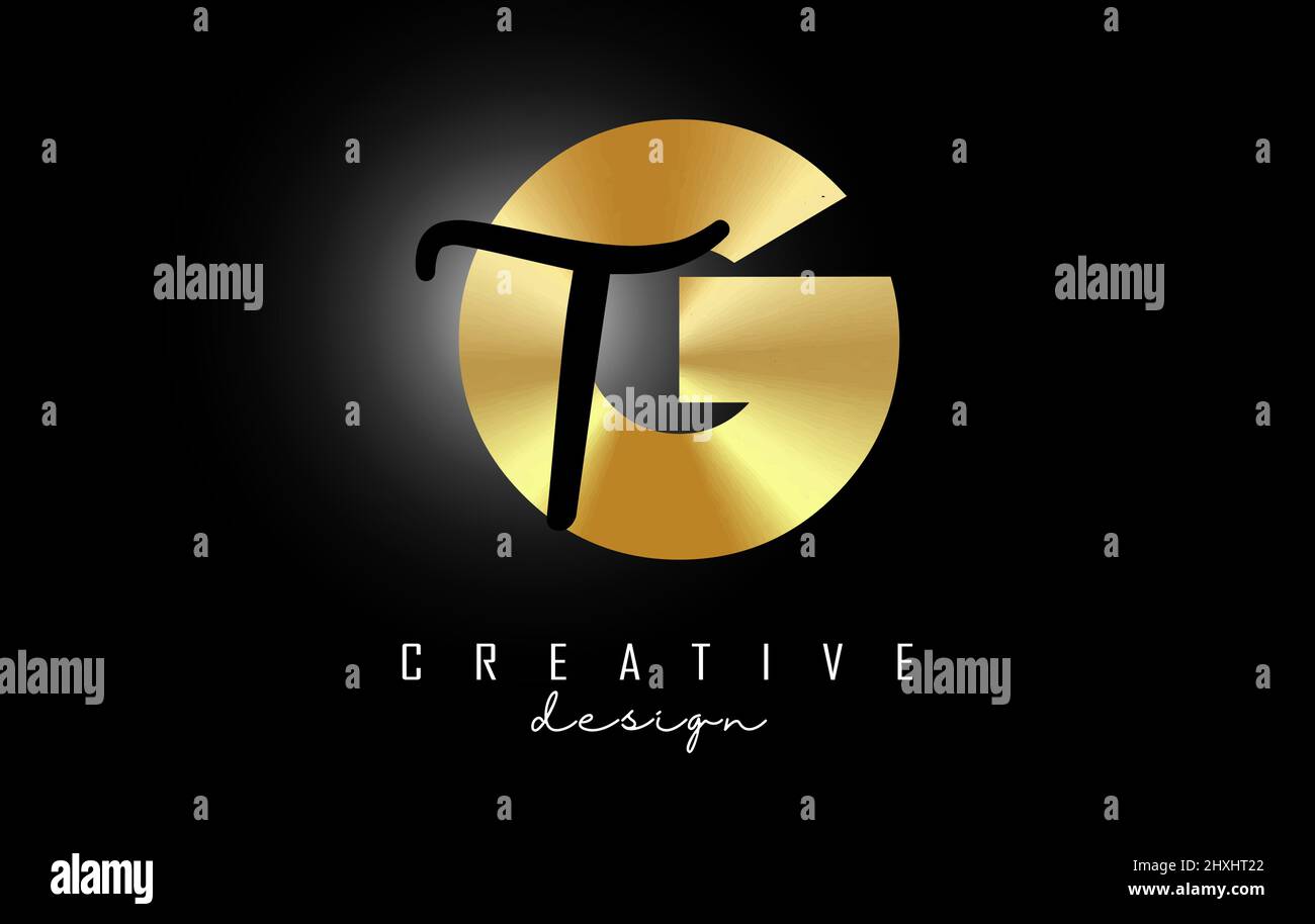 Golden Letters GT logo with a minimalist design. Letters G and T with ...