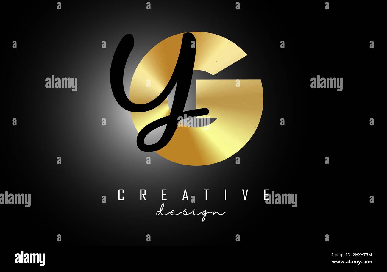 Golden Letters GY logo with a minimalist design. Letters G and y with ...