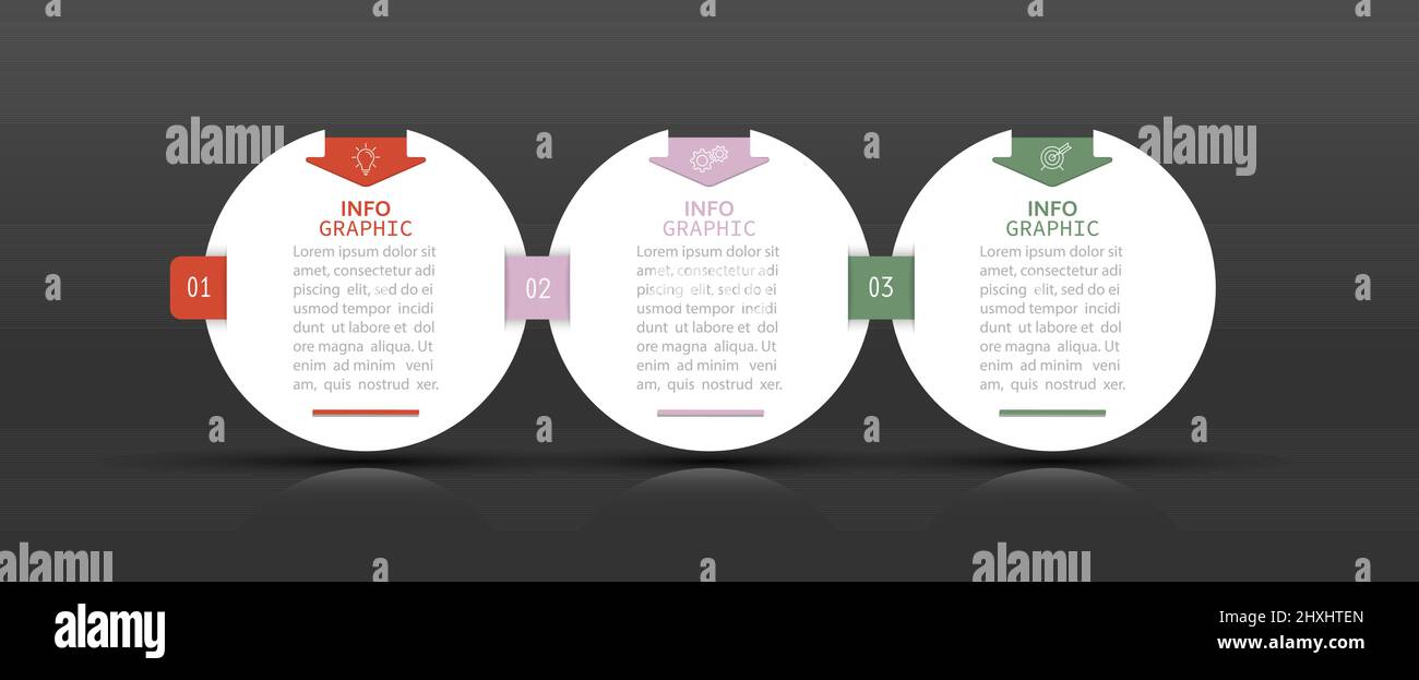 Infographics. 3 stages of achieving the result. Stages of development ...