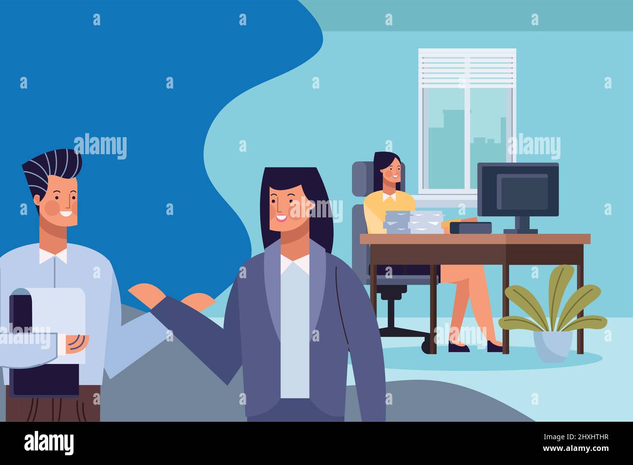 Three women working Stock Vector Images - Alamy