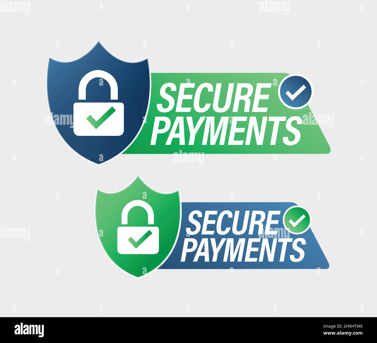 secure payments vector icon set with pad lock. green and blue colored ...