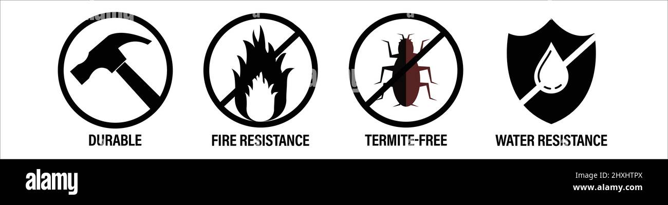 Durable, fire resistance, termite free and water resistance vector ...