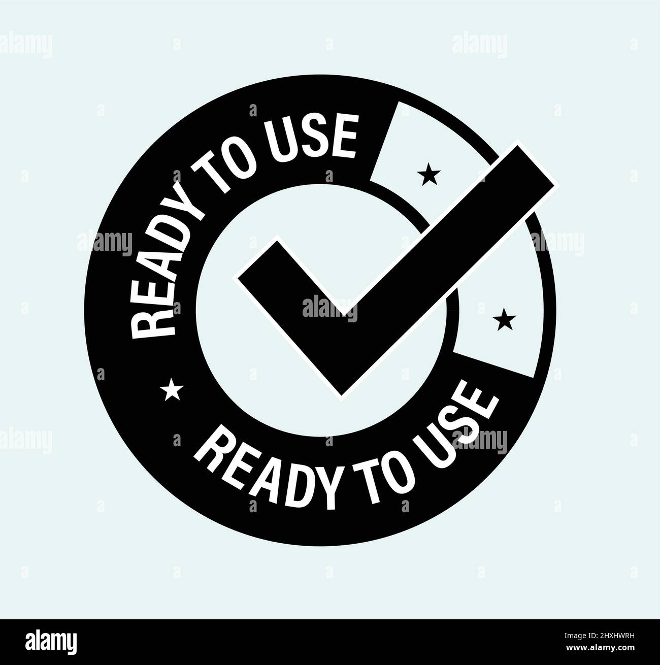 'ready to use' vector icon with tick mark, black color Stock Vector ...