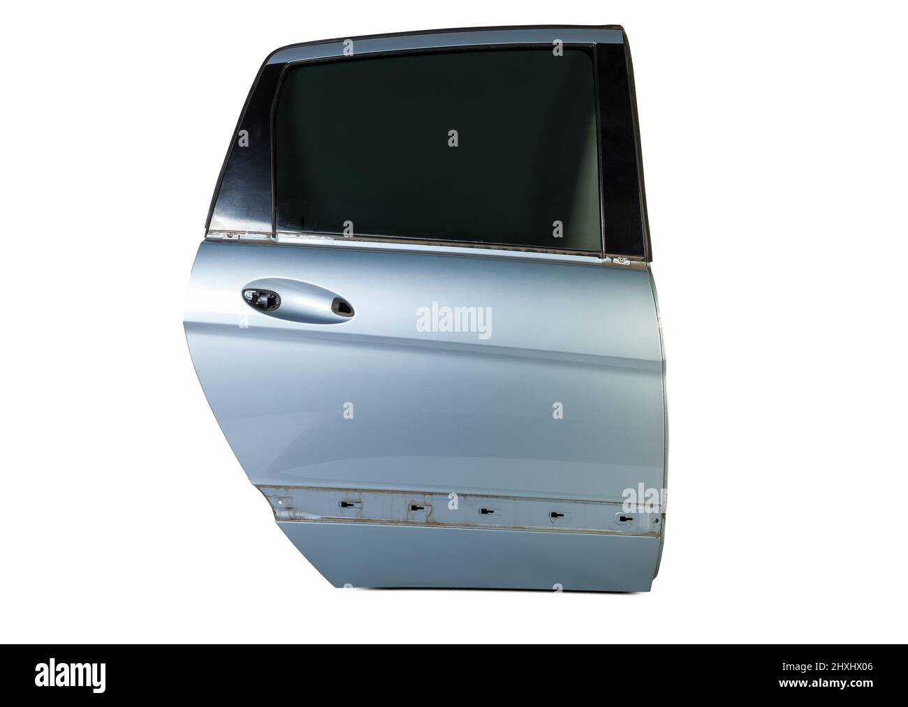 The rear door of the car is blue on a white isolated background. Body ...