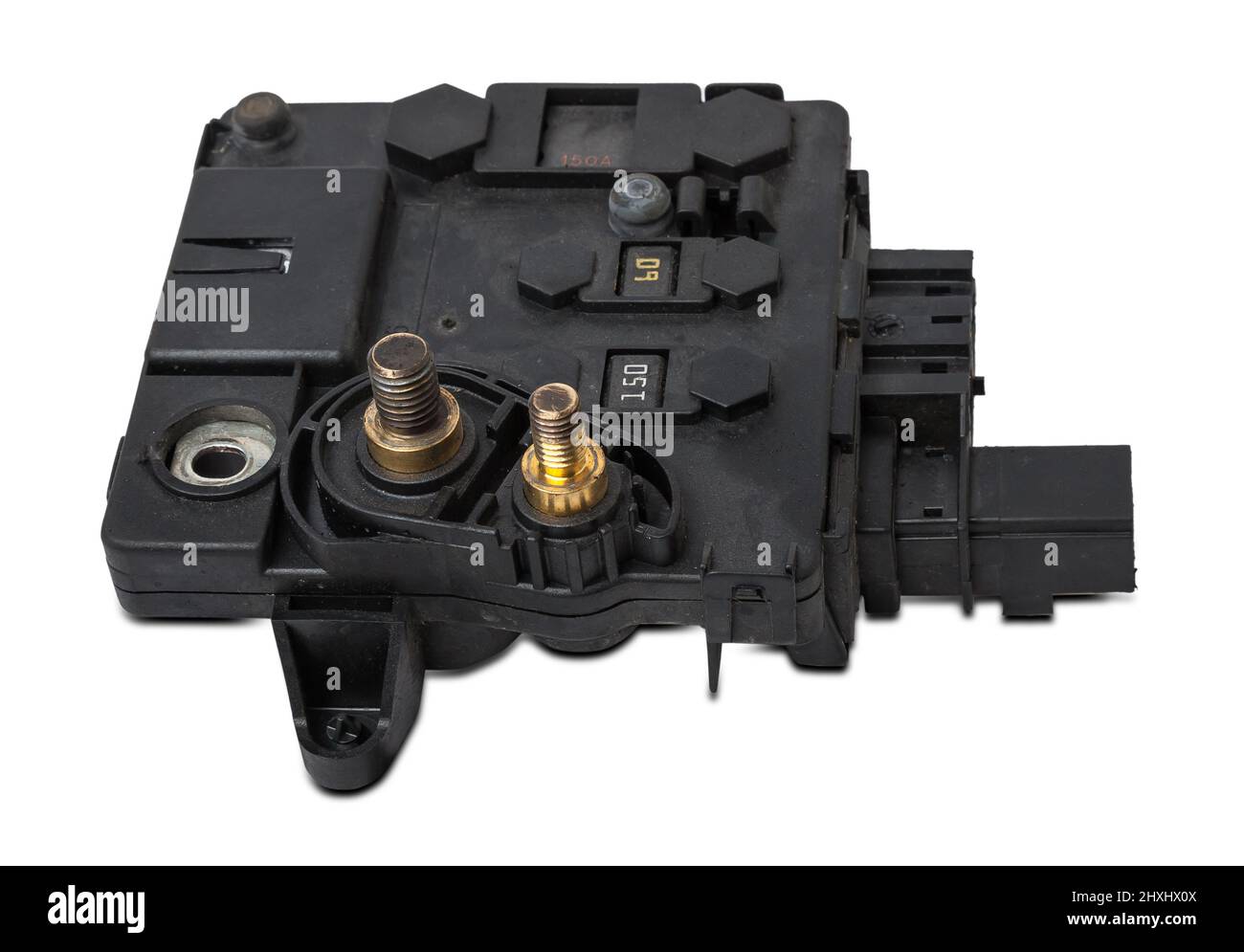 Close up view of Car Fuse box with positive terminal Control engine ...
