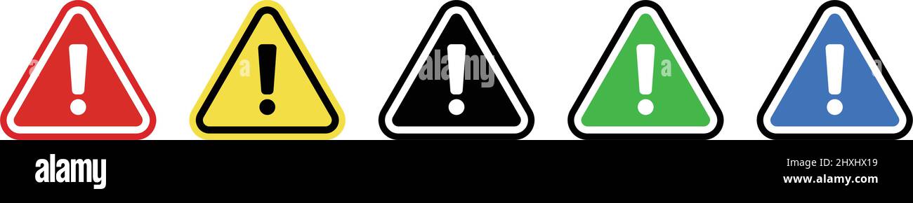 Set of warning symbol icons in various colors. Editable vector Stock ...
