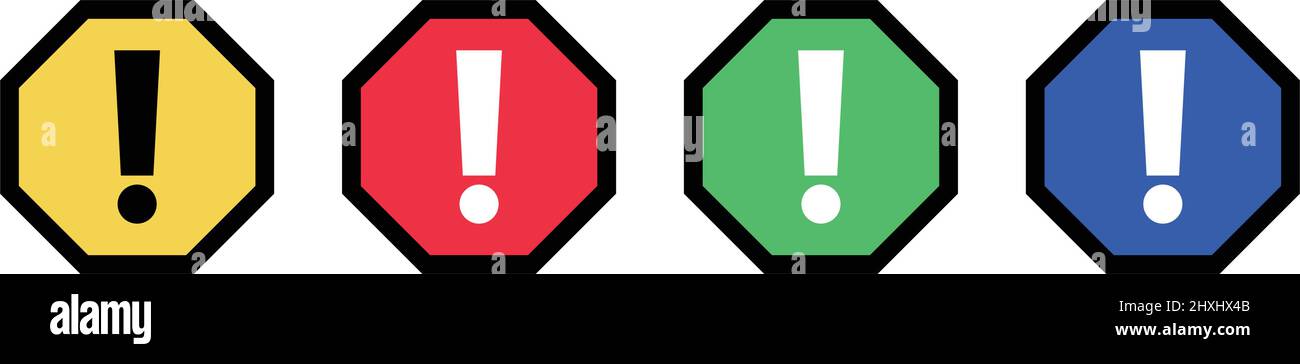 Octagonal Warning Symbol Icon Set. Editable vector Stock Vector Image ...