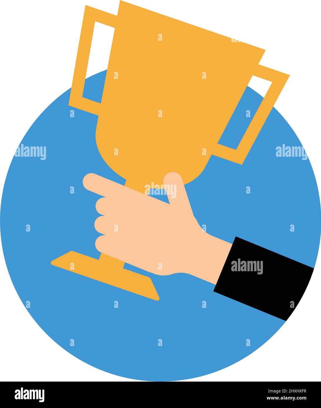 Man's hand holding trophy. Editable vector Stock Vector Image & Art - Alamy