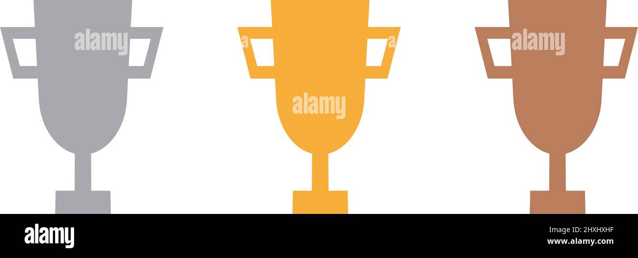 Trophy icon set. Gold, Silver, Silver. Editable vector Stock Vector ...