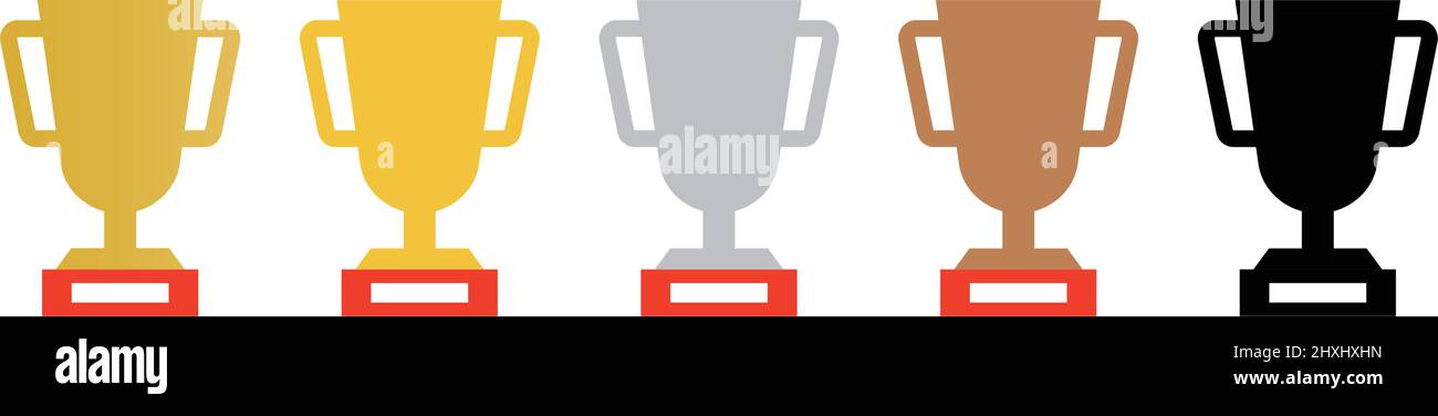 Trophy icon set. Gold, silver, bronze and silhouette. Editable vector ...
