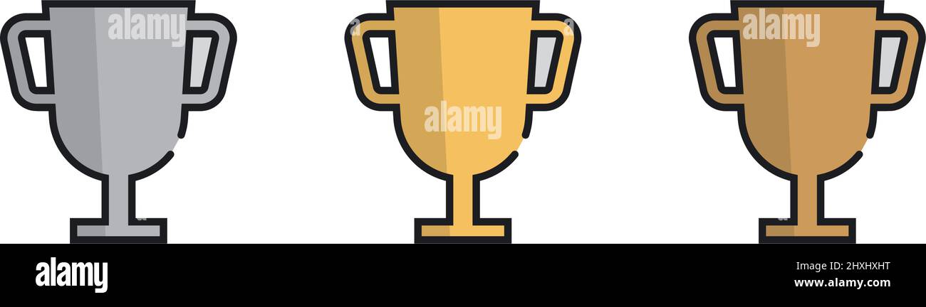 Modern gold, silver, and bronze trophy icon set. Editable vector Stock ...