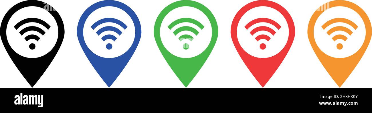 Wifi map pin icon set. Vector. Editable vector Stock Vector Image & Art ...