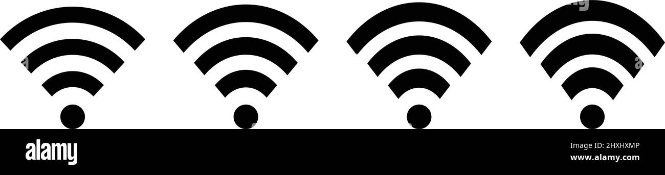 A set of wifi and radio wave icons in different shapes. Editable vector ...