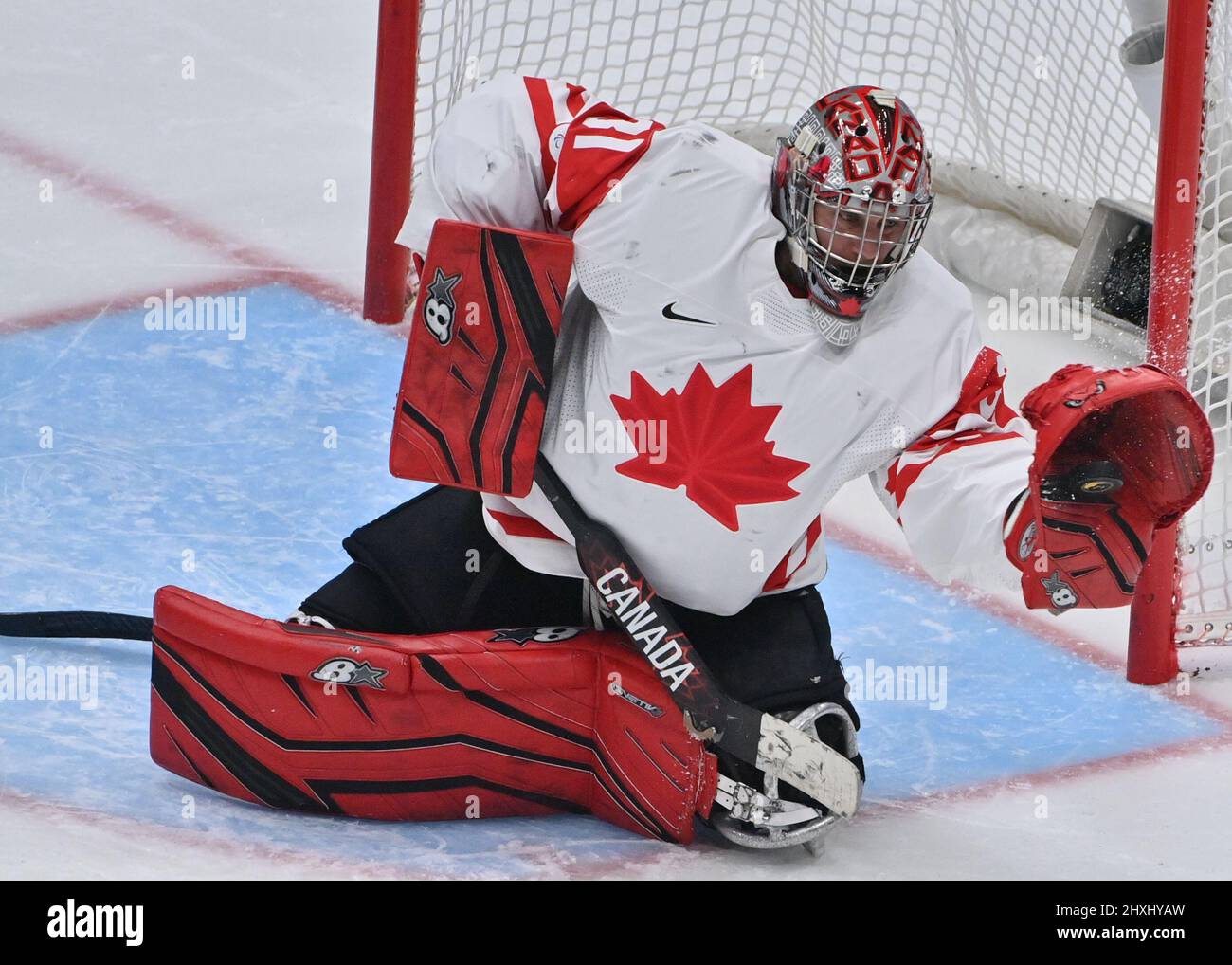 Beijing, China. 13th Mar, 2022. Goalkeeper Dominic Larocque of Canada ...