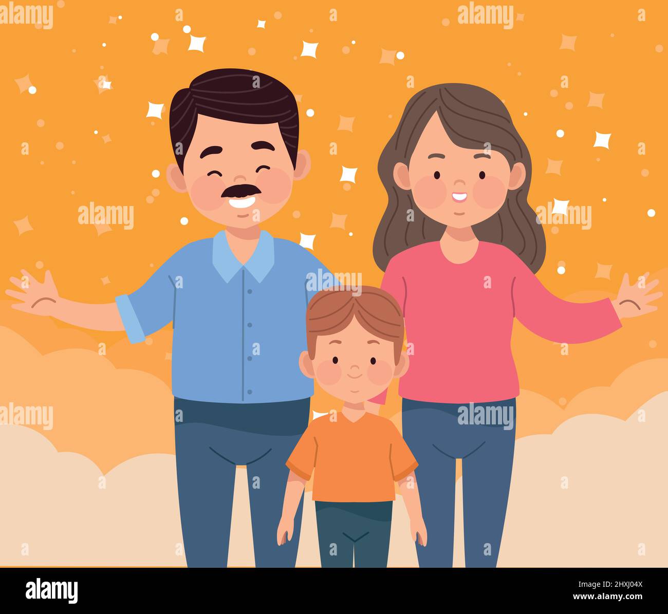 Cheerful parents happy boy Stock Vector Images - Alamy