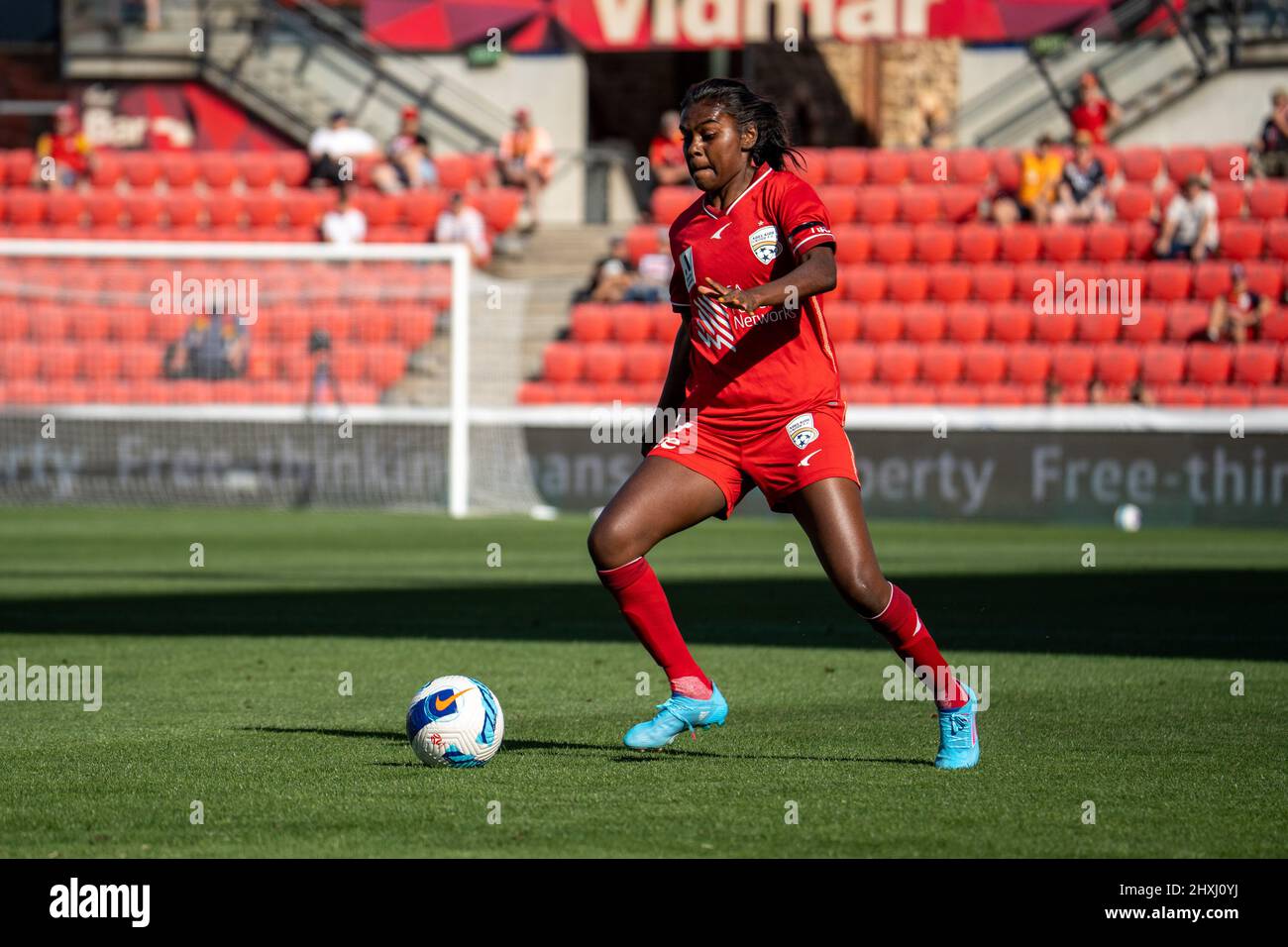 Adelaide, Australia. 13th Mar, 2022. Shadeene Evans (17 Adelaide) runs ...