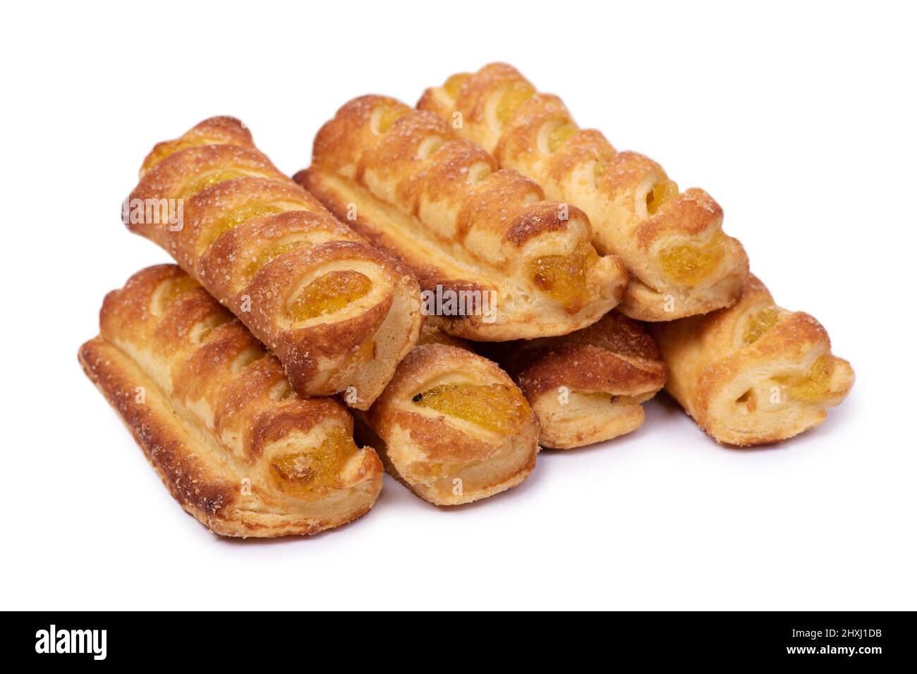 Puff pastry with lemon filling isolated on white background Stock Photo ...